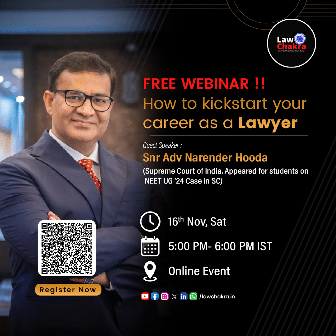 WEBINAR ON "HOW TO KICKSTART YOUR CAREER AS A LAWYER"- SENIOR ADVOCATE ...